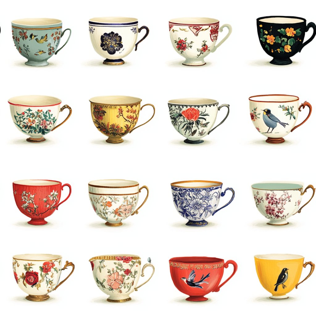 Aspen Tea Cups Wallpaper – Painted Paper