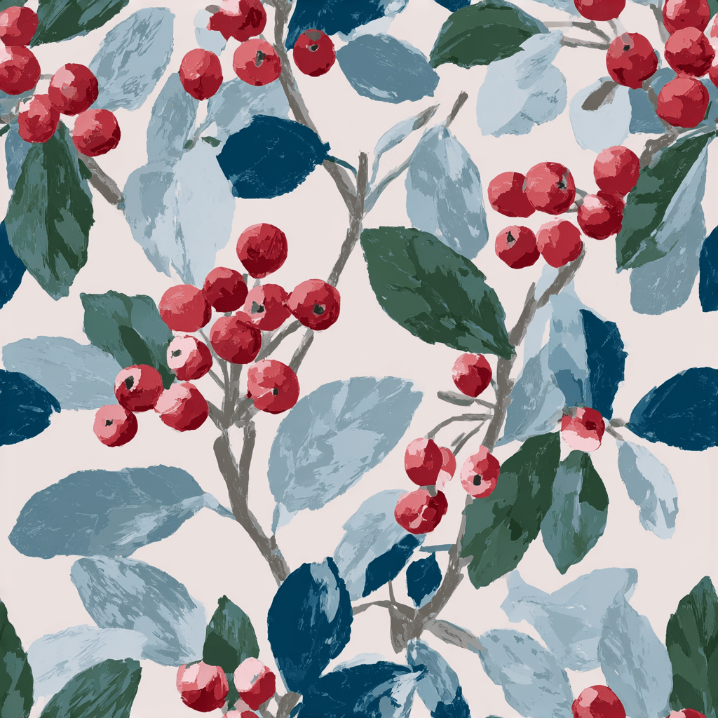 Crimson Berries Wallpaper – Painted Paper