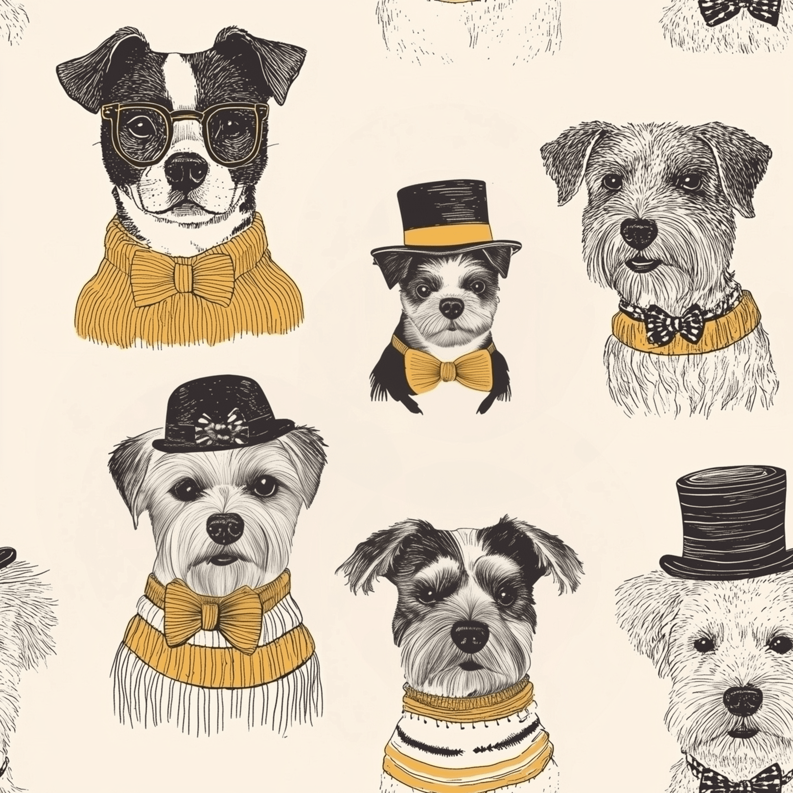 Dapper Dogs Wallpaper – Painted Paper