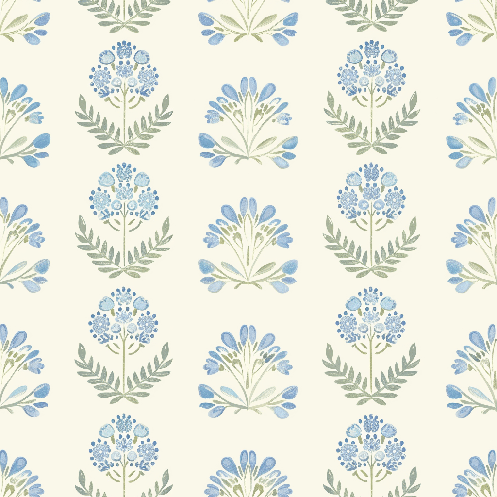 Lapis Topiary Wallpaper – Painted Paper