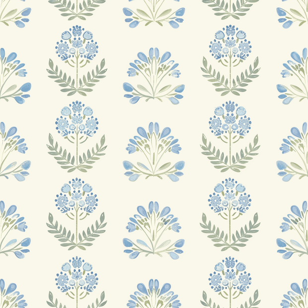 Lapis Topiary Wallpaper – Painted Paper