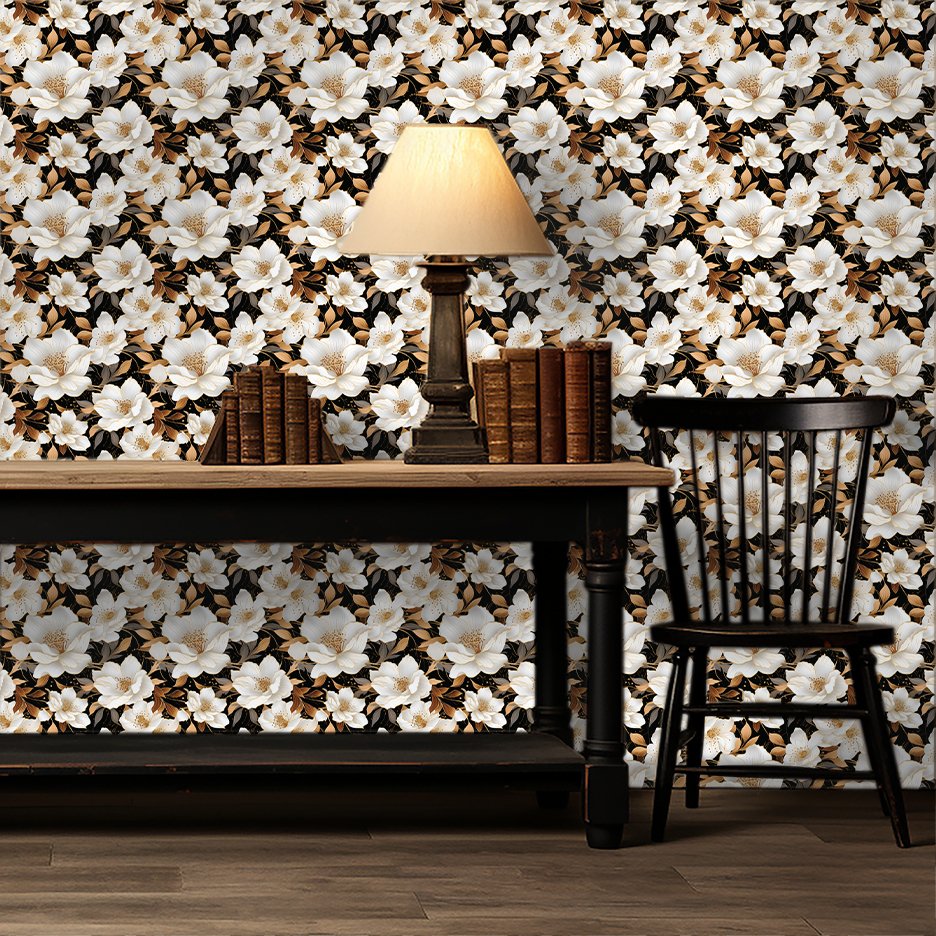 Golden Bloom Wallpaper – Painted Paper