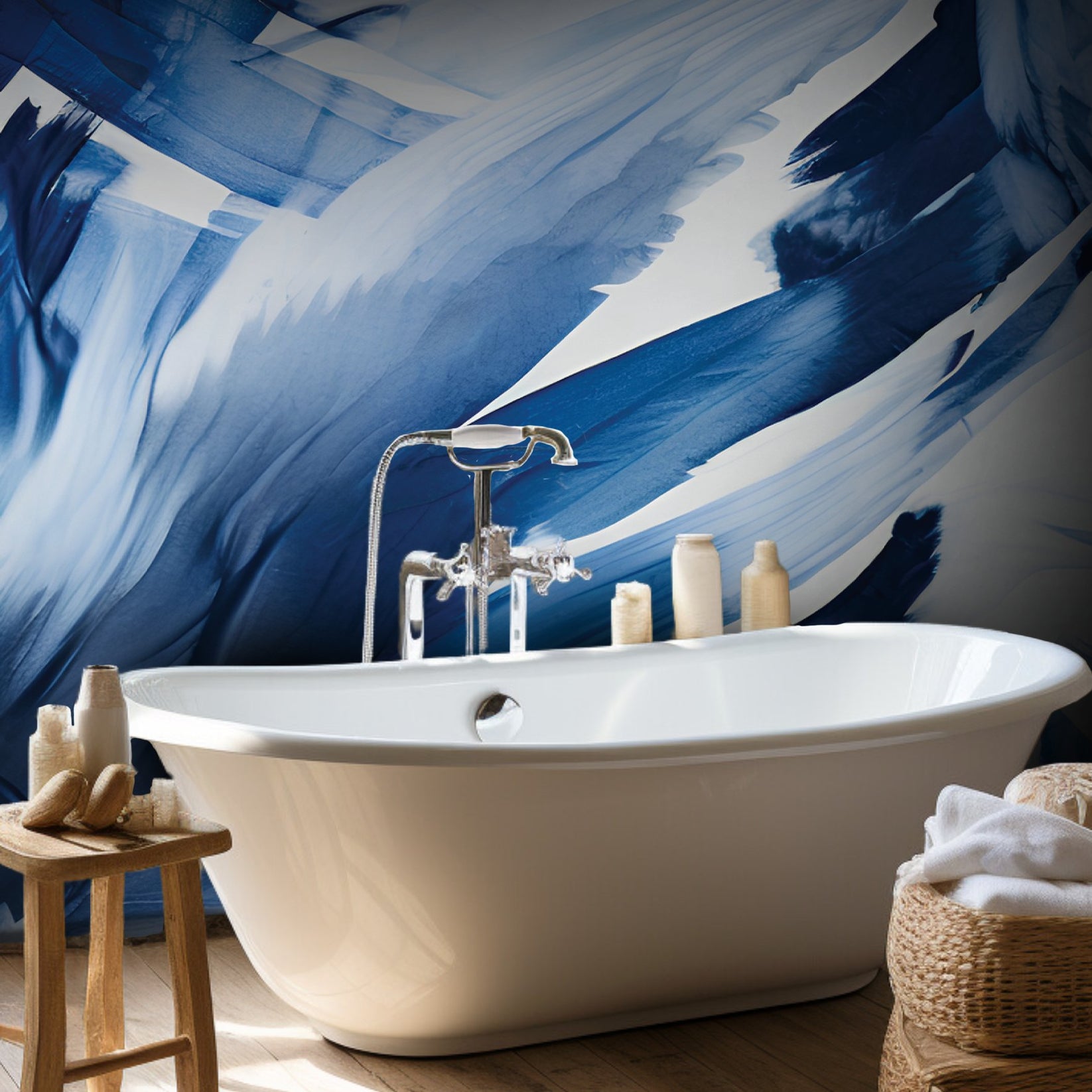 Isla Azure Flow Mural – Painted Paper
